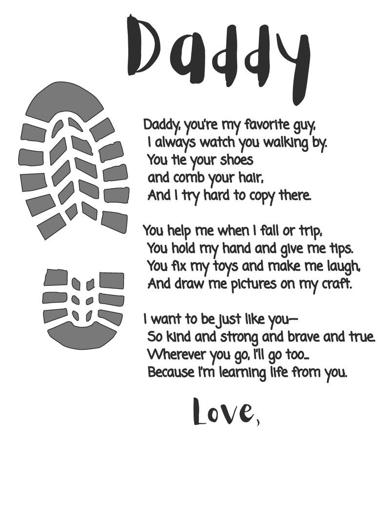 Printable Father’s Day Footprint Poem Poster – 18x24, DIY Gift From ...