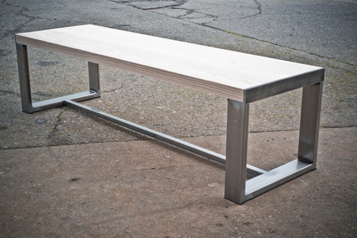 Ash Top Bench With Metal Legs - Etsy