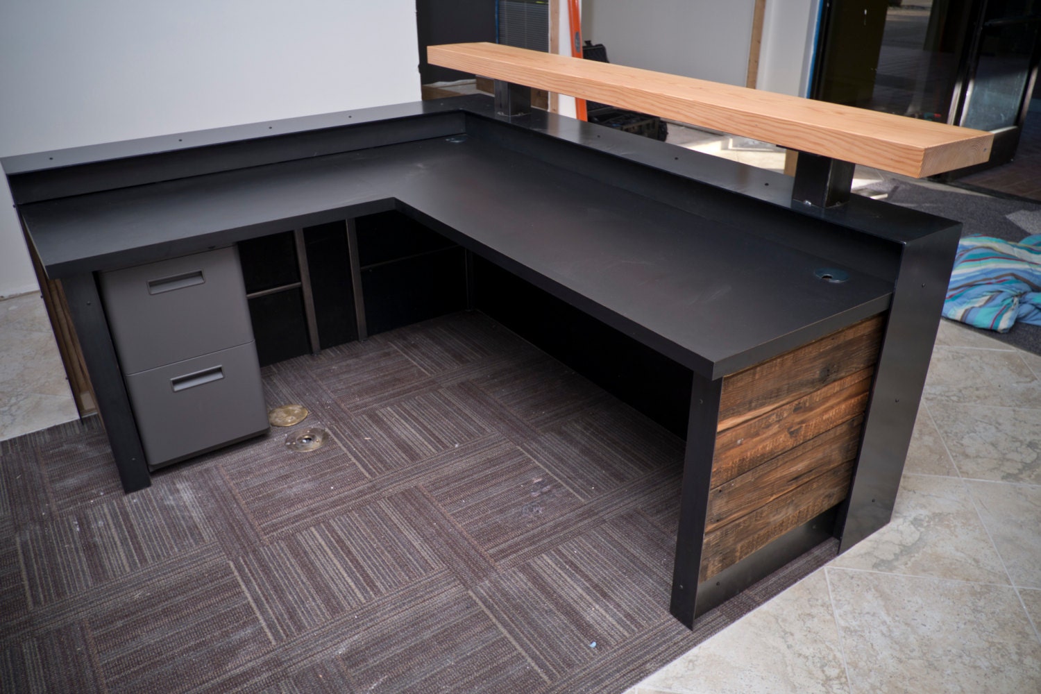 ADA Reclaimed Reception Desk With Full Metal Wrap - Etsy