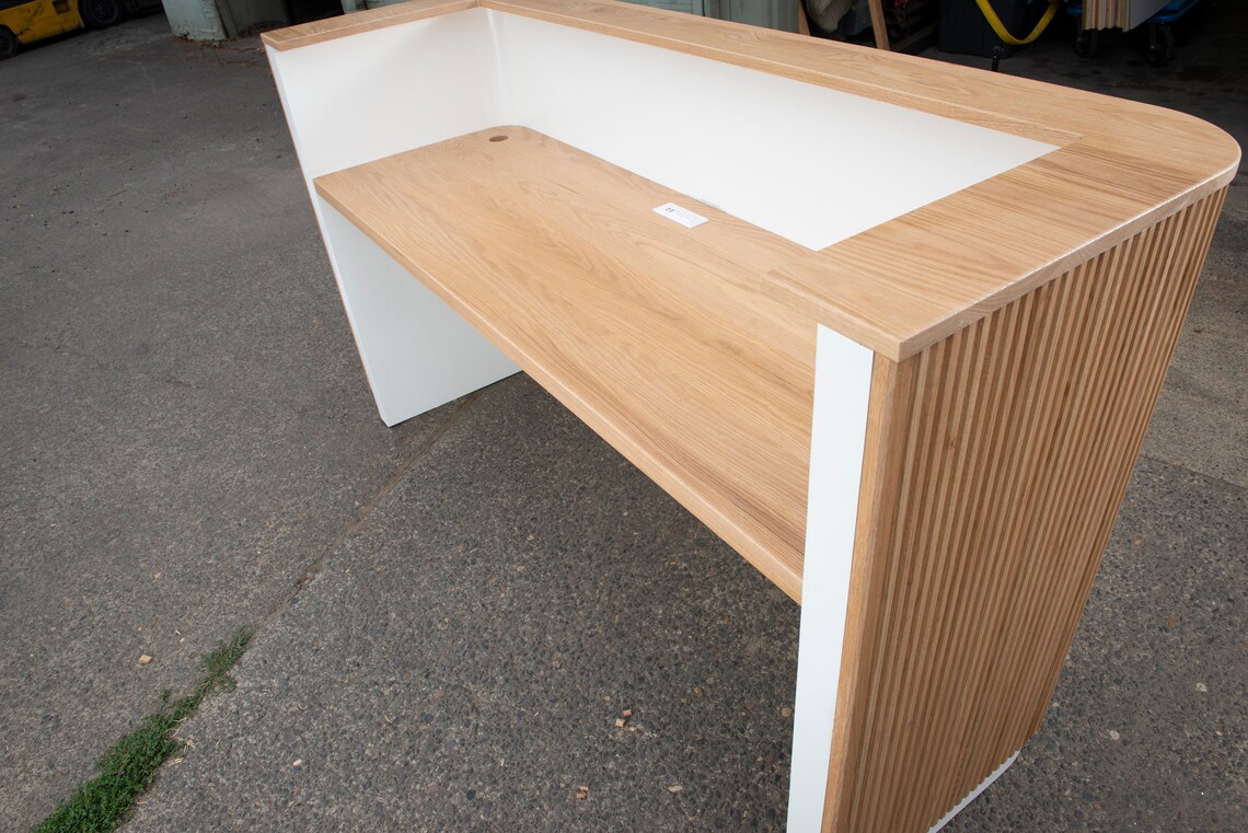 Tambour Reception Desk in Oak and White - FREE SHIPPING - Etsy
