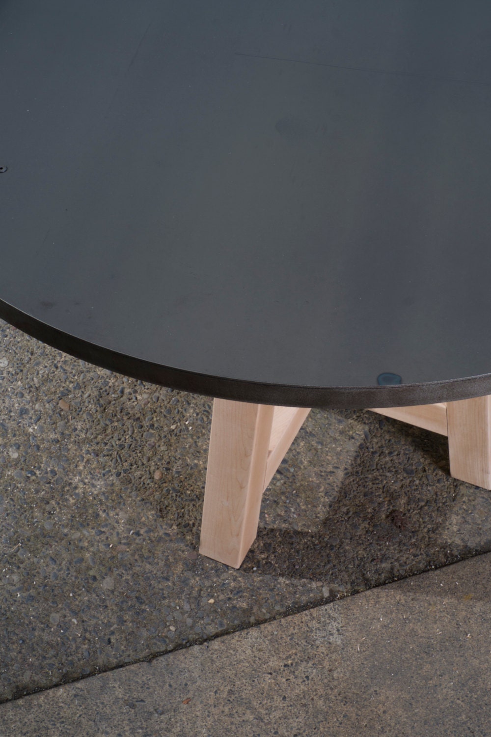 46" Round Metal Top Table With Maple Legs - Etsy