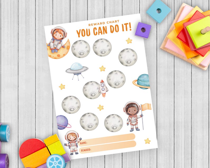 Space Reward Chart for Kids | Astronaut Chore Chart | Editable Canva ...