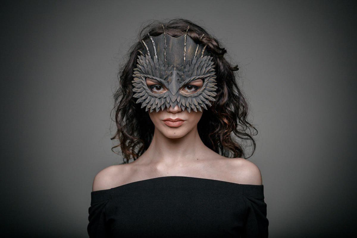 Masquerade Mask Black With Gold Tint Dragon for Halloween Party for ...