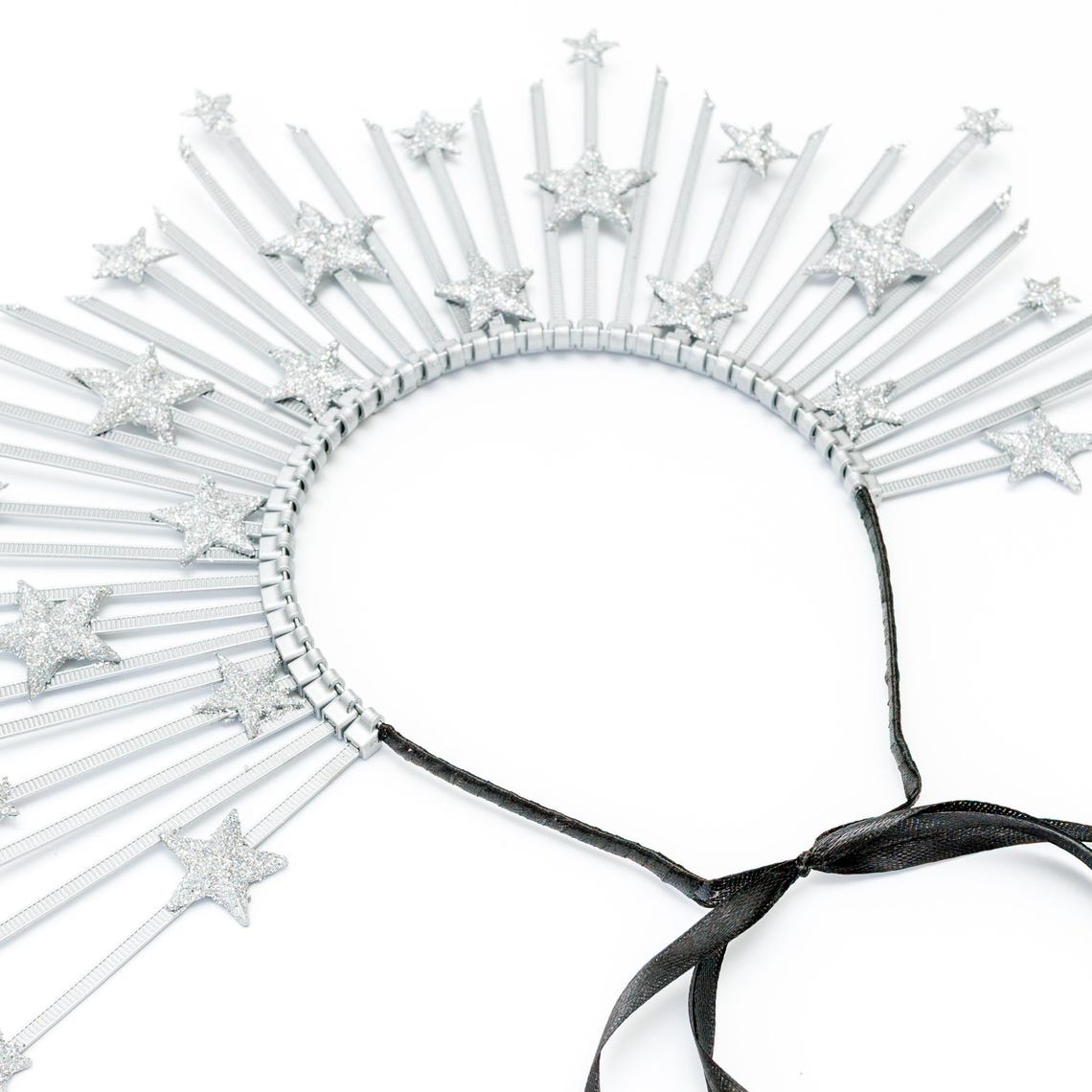 Silver Star Crown Headpiece: Glitter Halo Tiara, Celestial Cosplay - Etsy