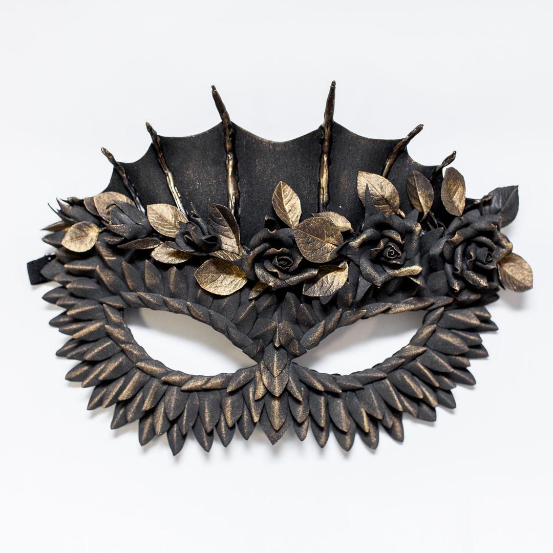 Masquerade Mask "dragon" in Black and Gold. Light Fantasy Mask. - Etsy