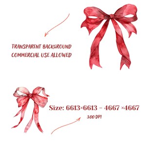 Watercolor Red Bow Clipart Bundle | Ribbon PNG Set (commercial Use ...