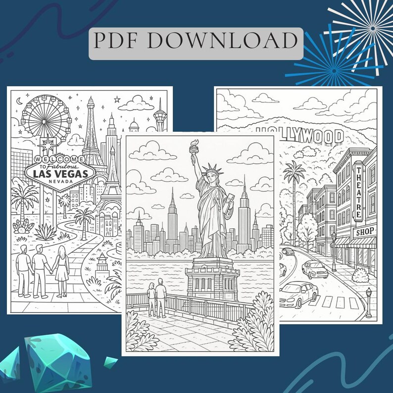 USA Landmarks Coloring Pages - 6 Printable American Cities & Famous ...