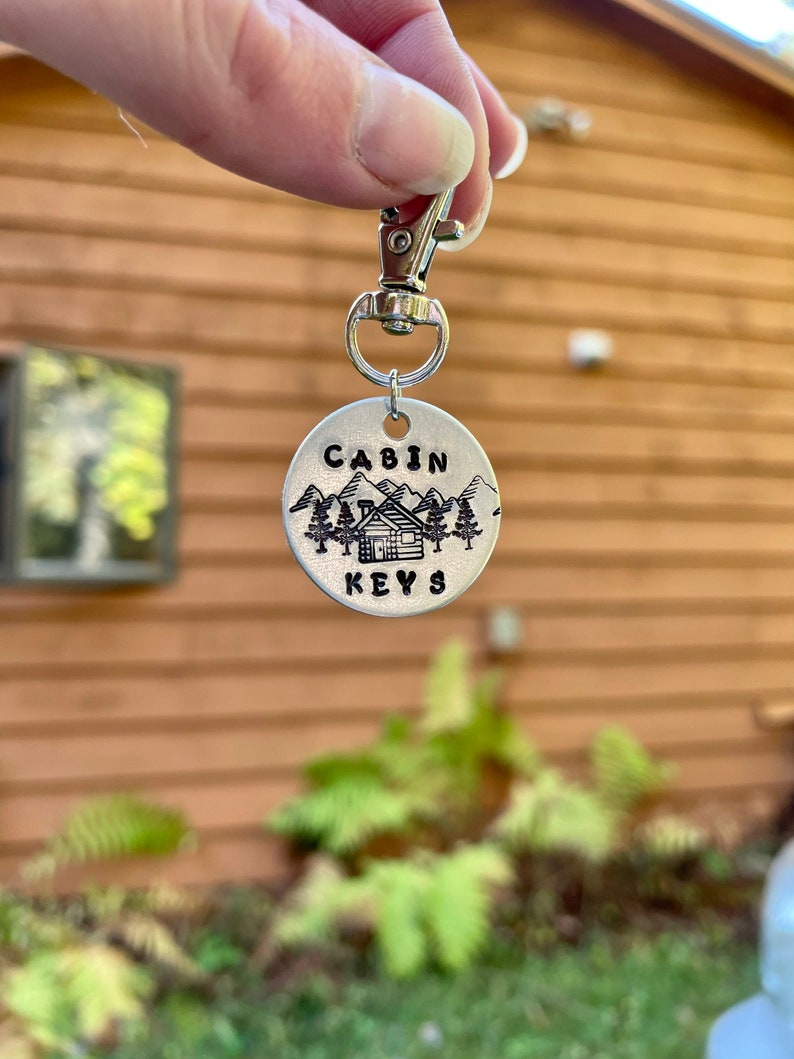 Hand Stamped Cabin Keys Keychain - Etsy