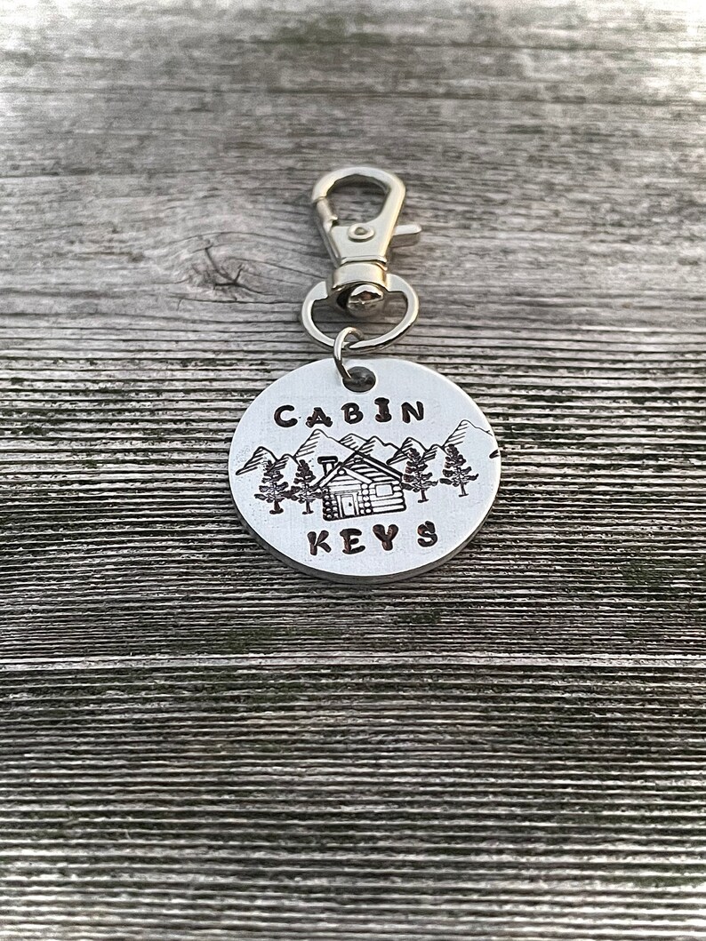 Hand Stamped Cabin Keys Keychain - Etsy