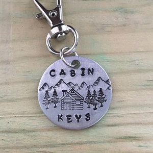 Hand Stamped Cabin Keys Keychain - Etsy