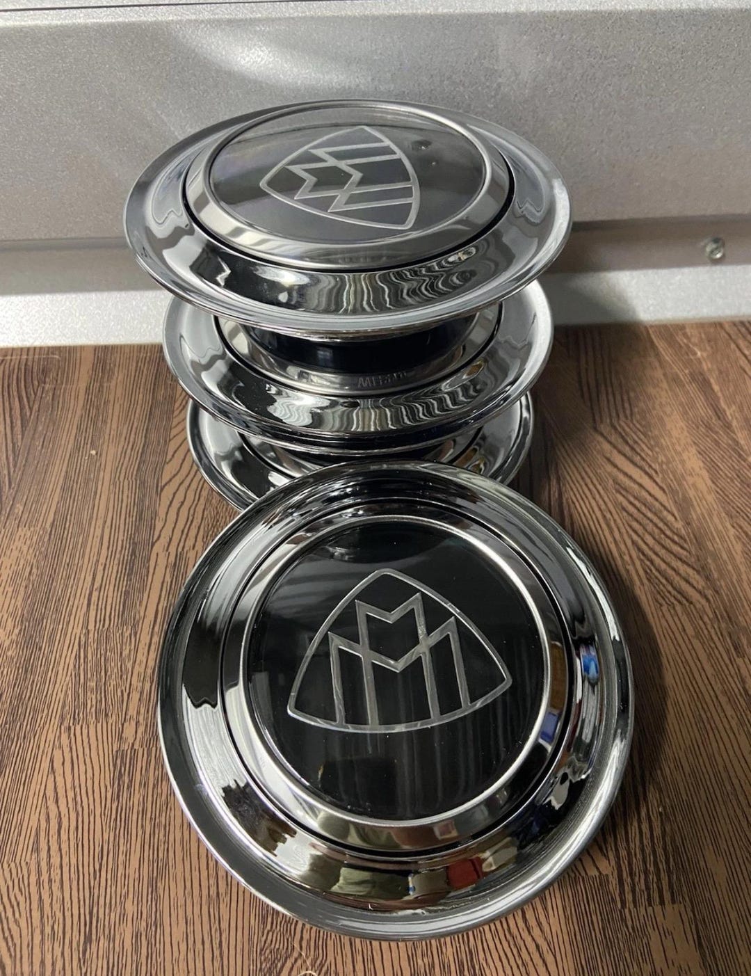4pcs Chrome Spin Floating Center Caps for Mercedes Benz Maybach 145mm ...