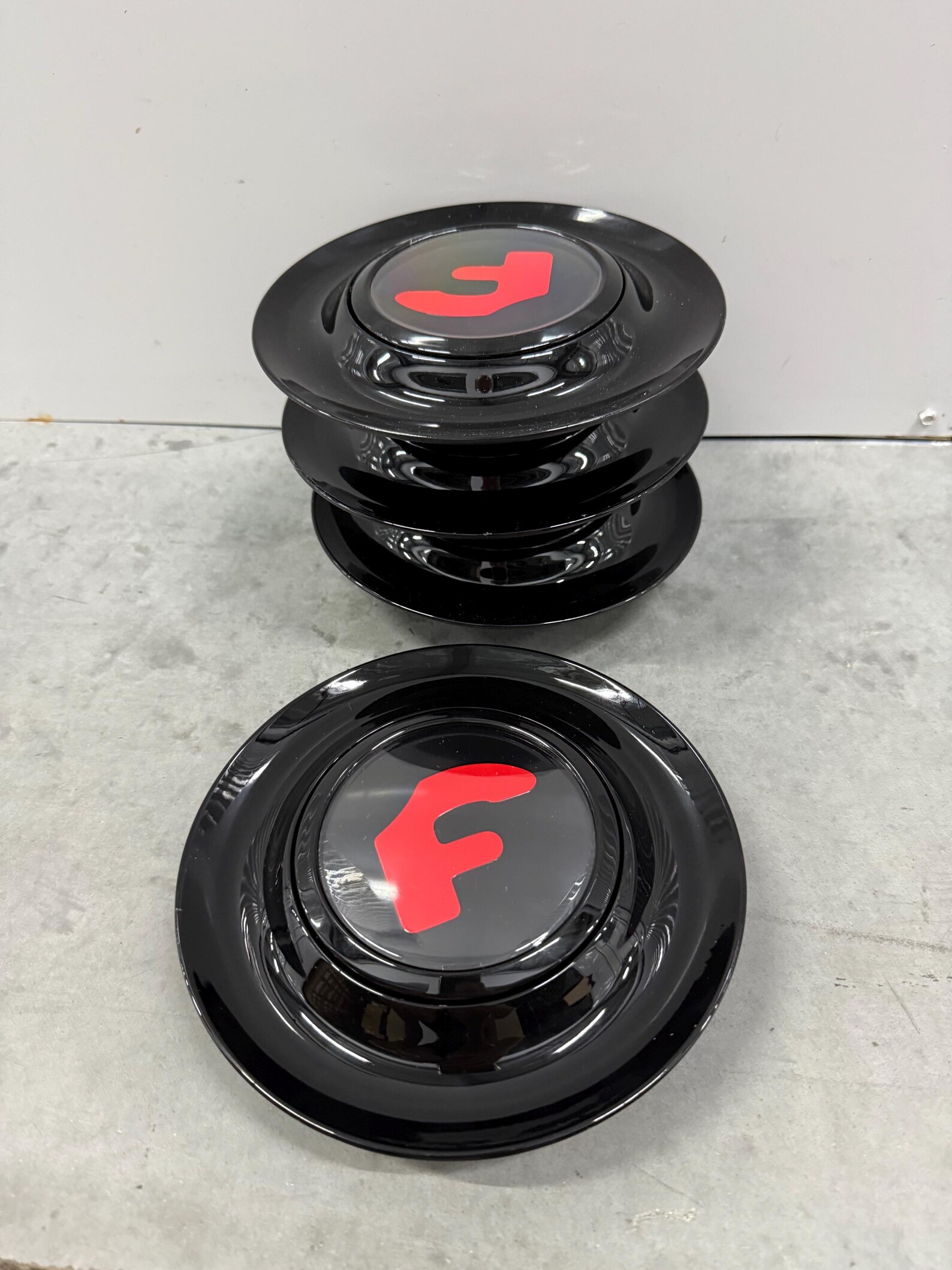 4X Black Red Forgiato Floating Center Caps for Forgiato XL Hubcap Rim ...