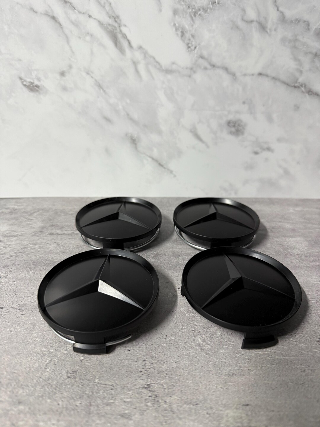 4x Mercedes Benz Center Caps All Matte Black 2.95inch/75mm Fits Most ...