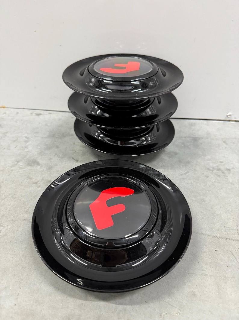 4X Black Red Forgiato Floating Center Caps for Forgiato XL Hubcap Rim ...