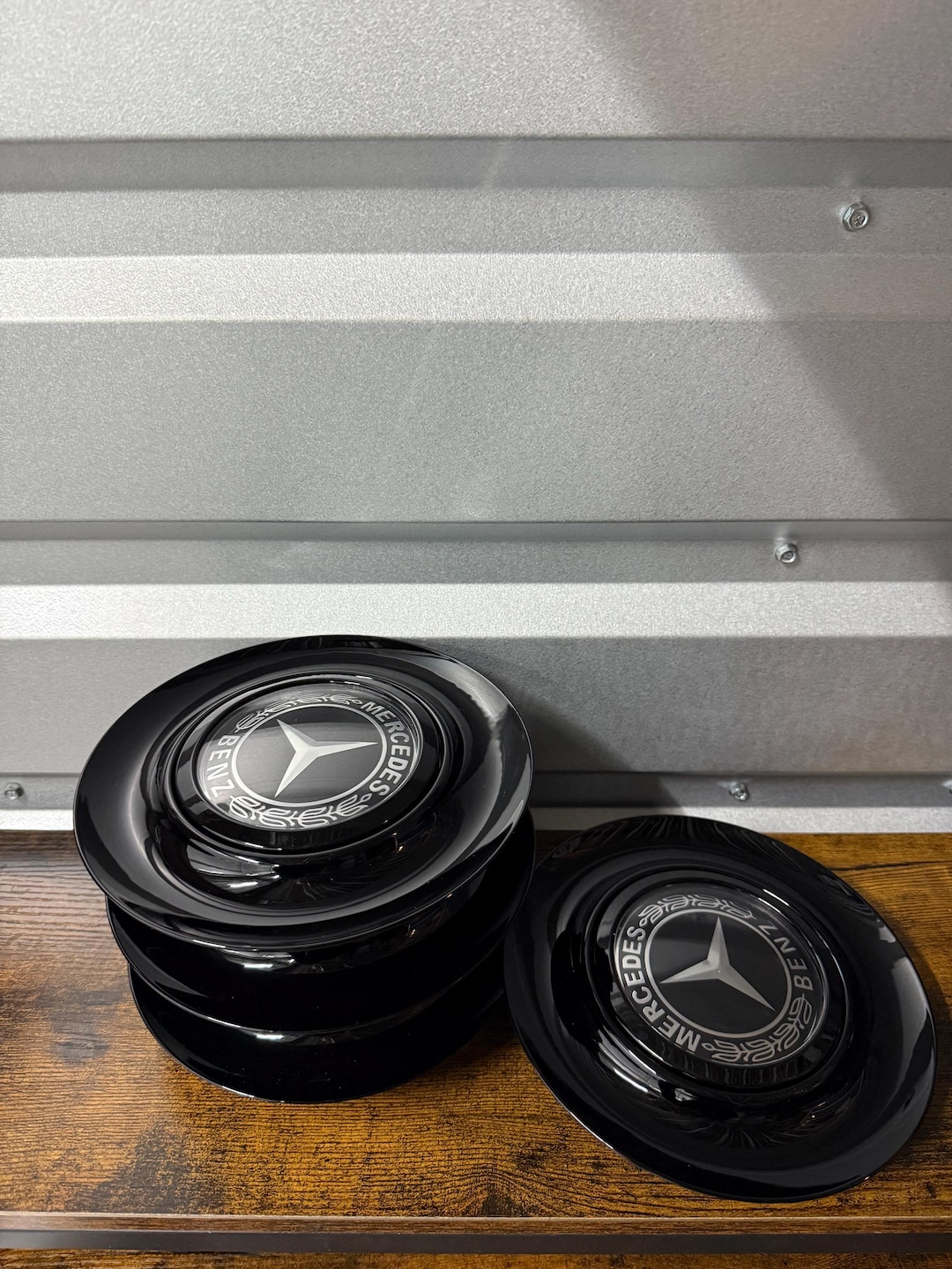 4 Black Floating Center Caps XL Rim for Mercedes-benz Forgiato Emblem 7 ...