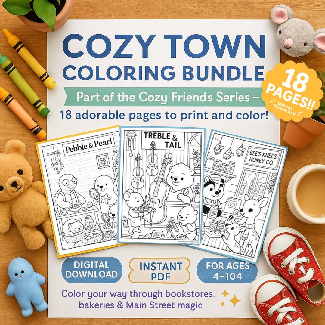 Cozy Animal Town Coloring Pages for Kids – Adorable Printable Houses ...