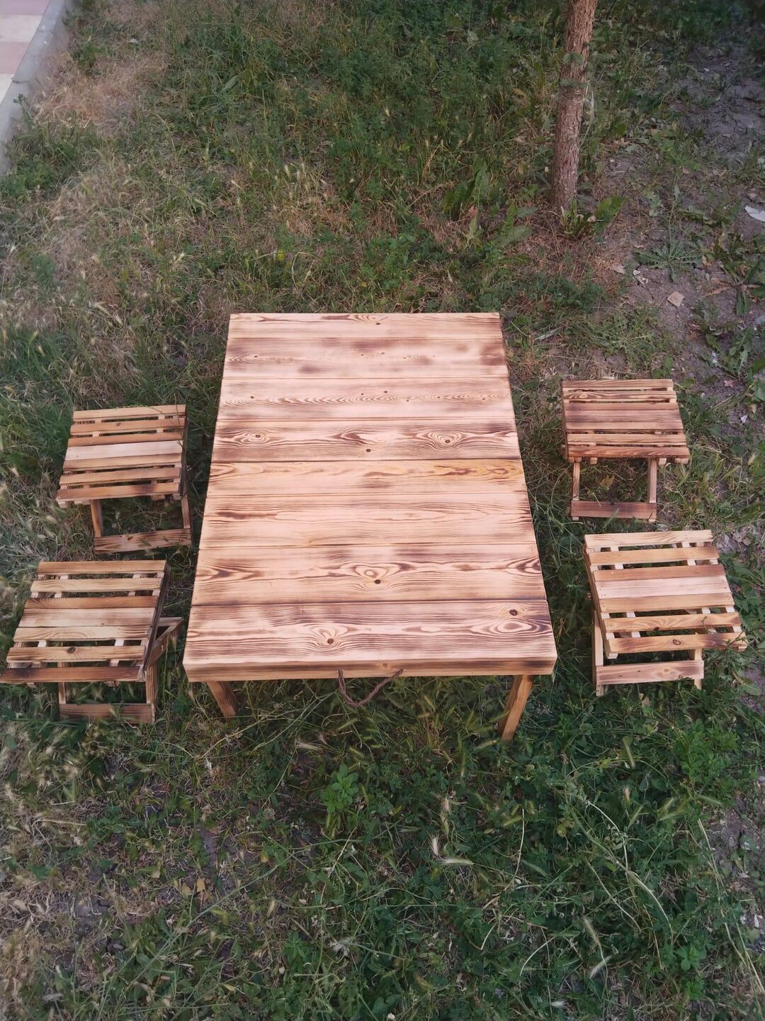 Foldable Wooden Camping Table Set – Portable Outdoor Picnic Table With ...