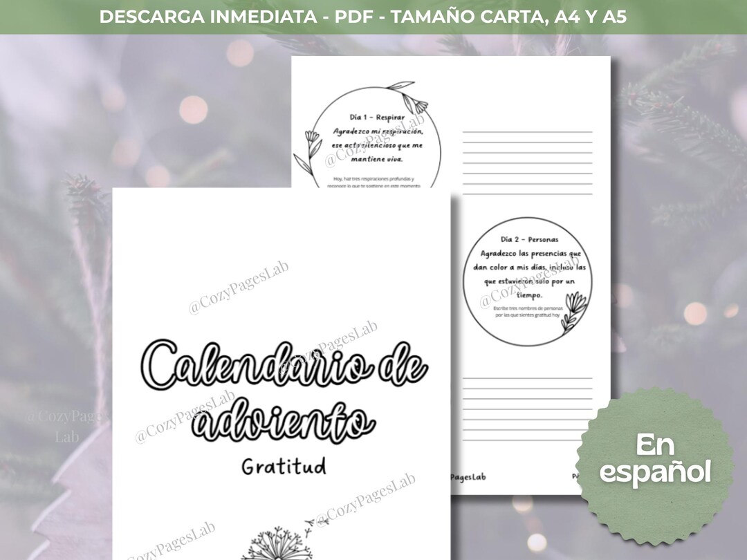 Printable Gratitude Journal in Spanish – 12-day Reflection Journal ...