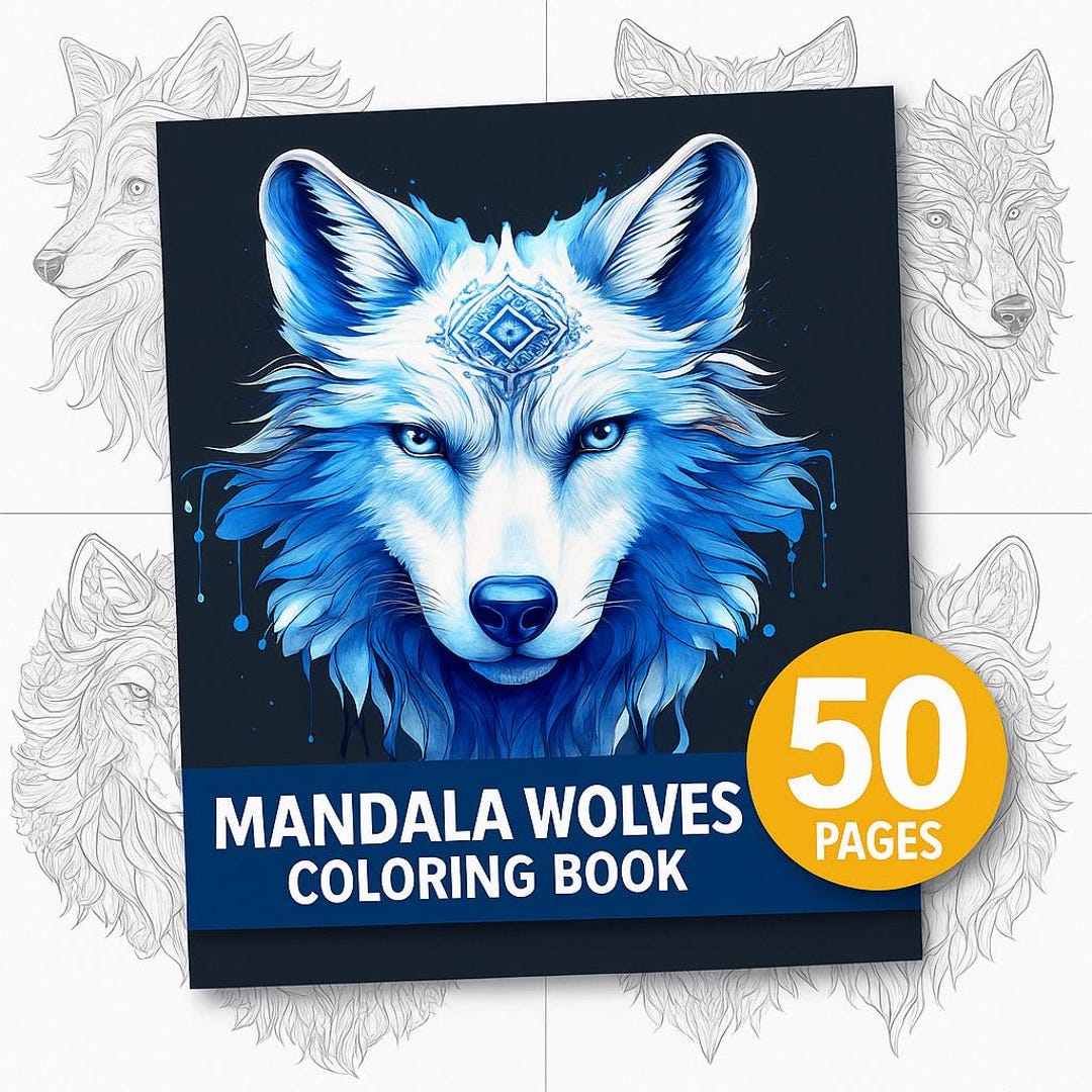 Mandala Wolves Coloring Pages – 50 Printable Designs for Adults - Etsy ...