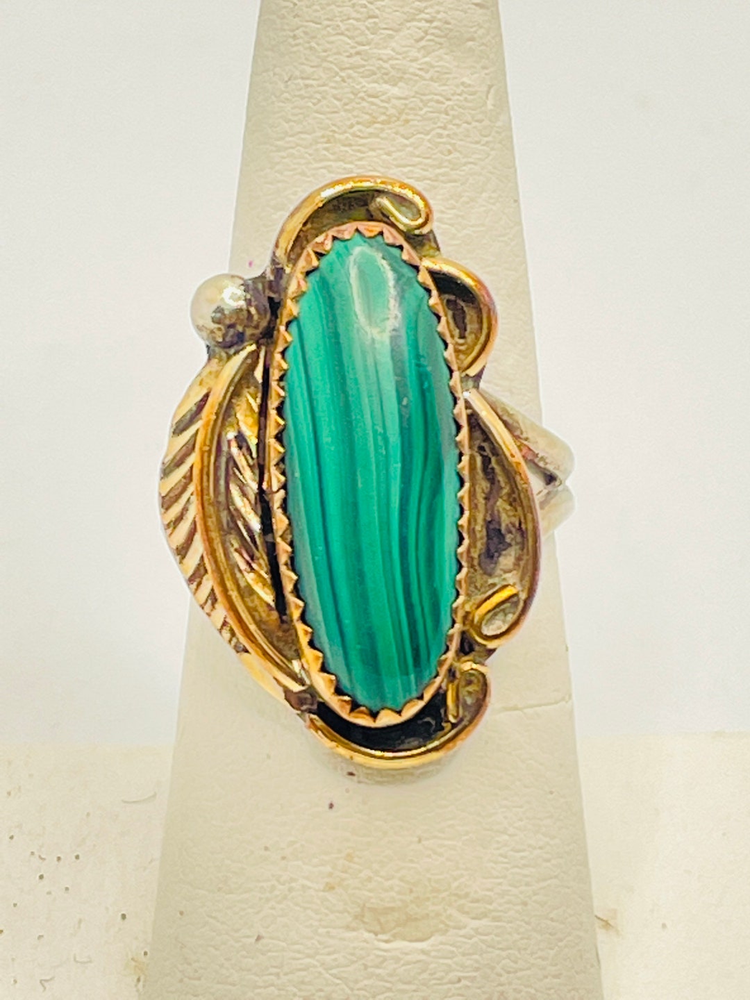 Vintage Signed Herbert Tsosie HT Navajo Malachite Ring Size 7 - Etsy