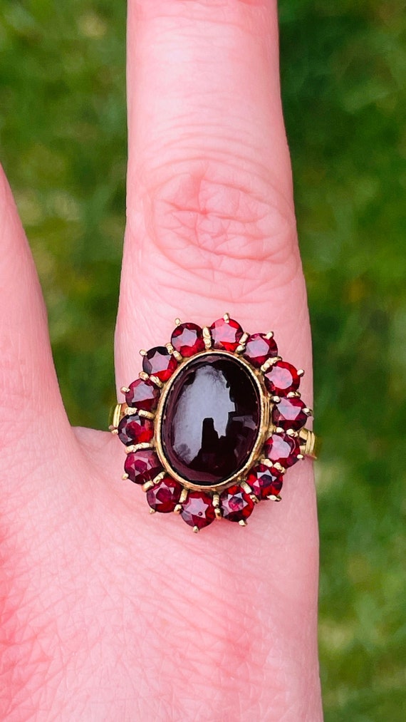 Antique Cabochon Cut Garnet Yellow Gold Stick Pin Lap… - Gem