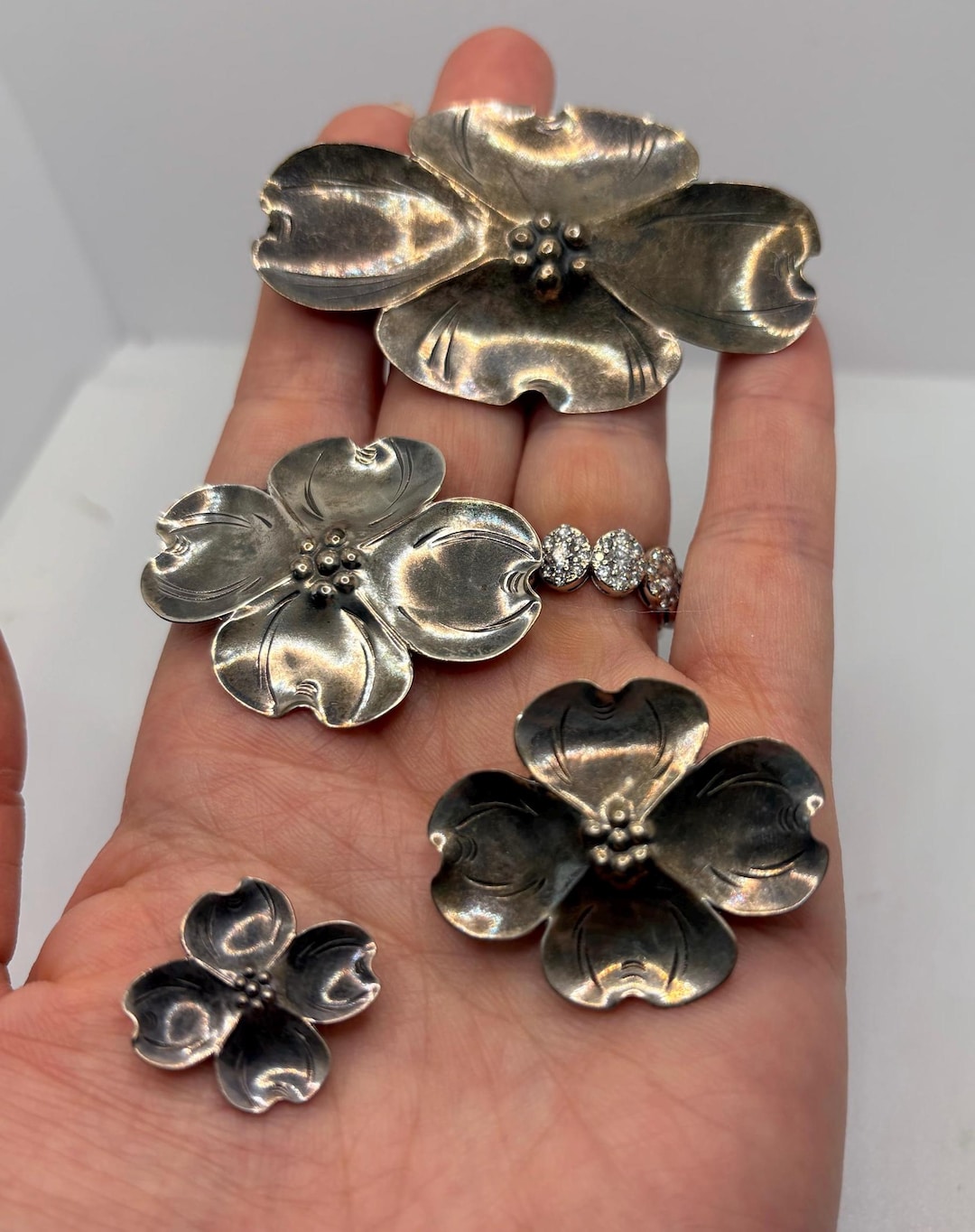 RARE Vintage Stuart Nye Sterling Silver Art Nouveau Dogwood Flower ...