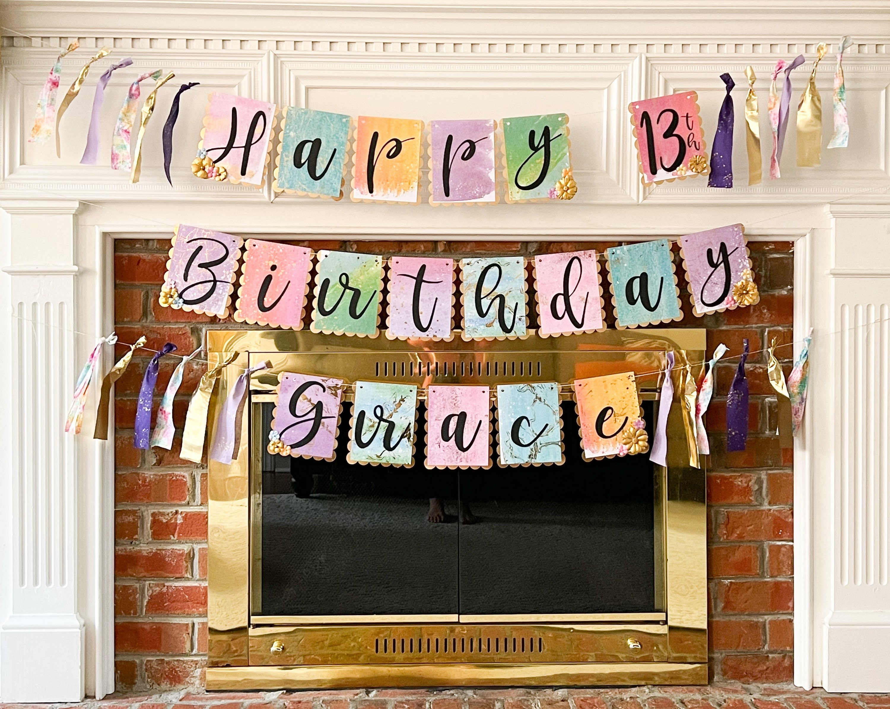 Watercolor Happy Birthday Banner - Etsy