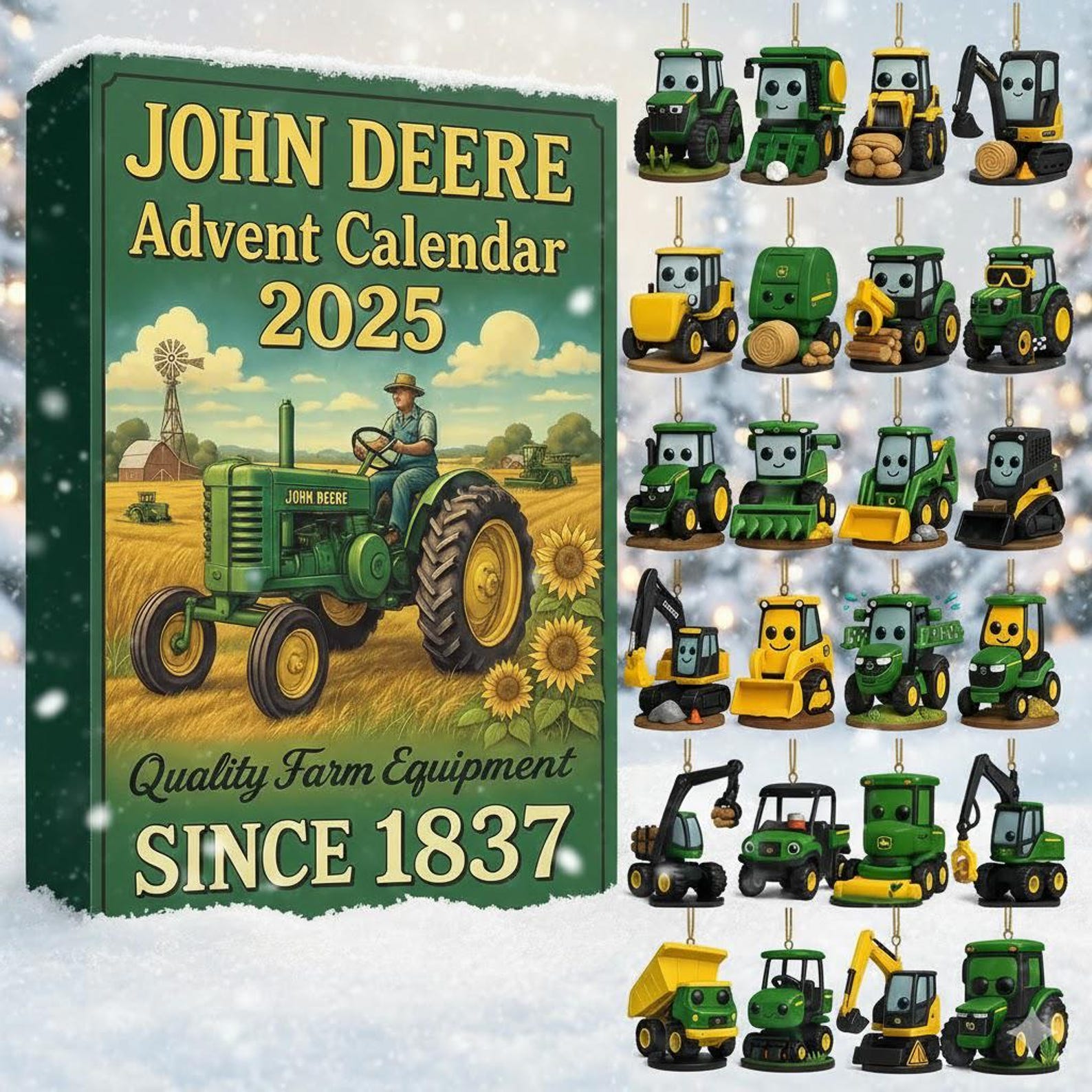 John Deere Advent Calendar 2025, Farm Tractor Ornaments, Agriculture ...