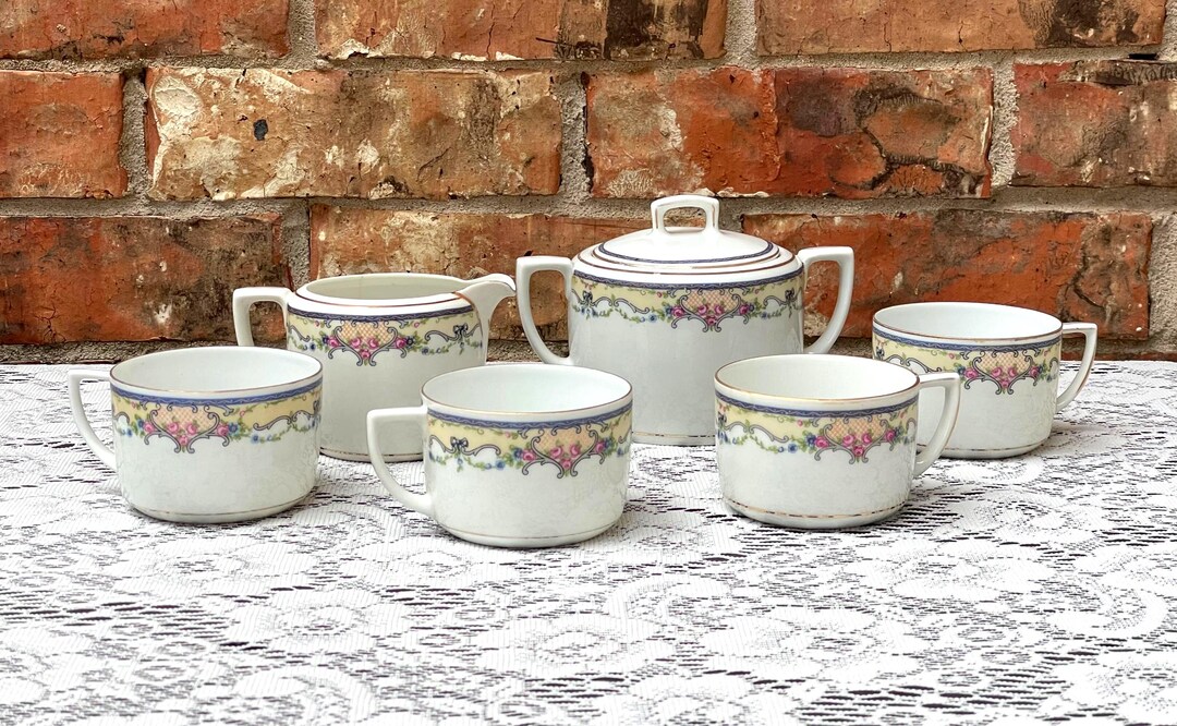 MZ Austria Antique Tea Set - 4 Cups, Creamer, and Sugar Bowl - Etsy
