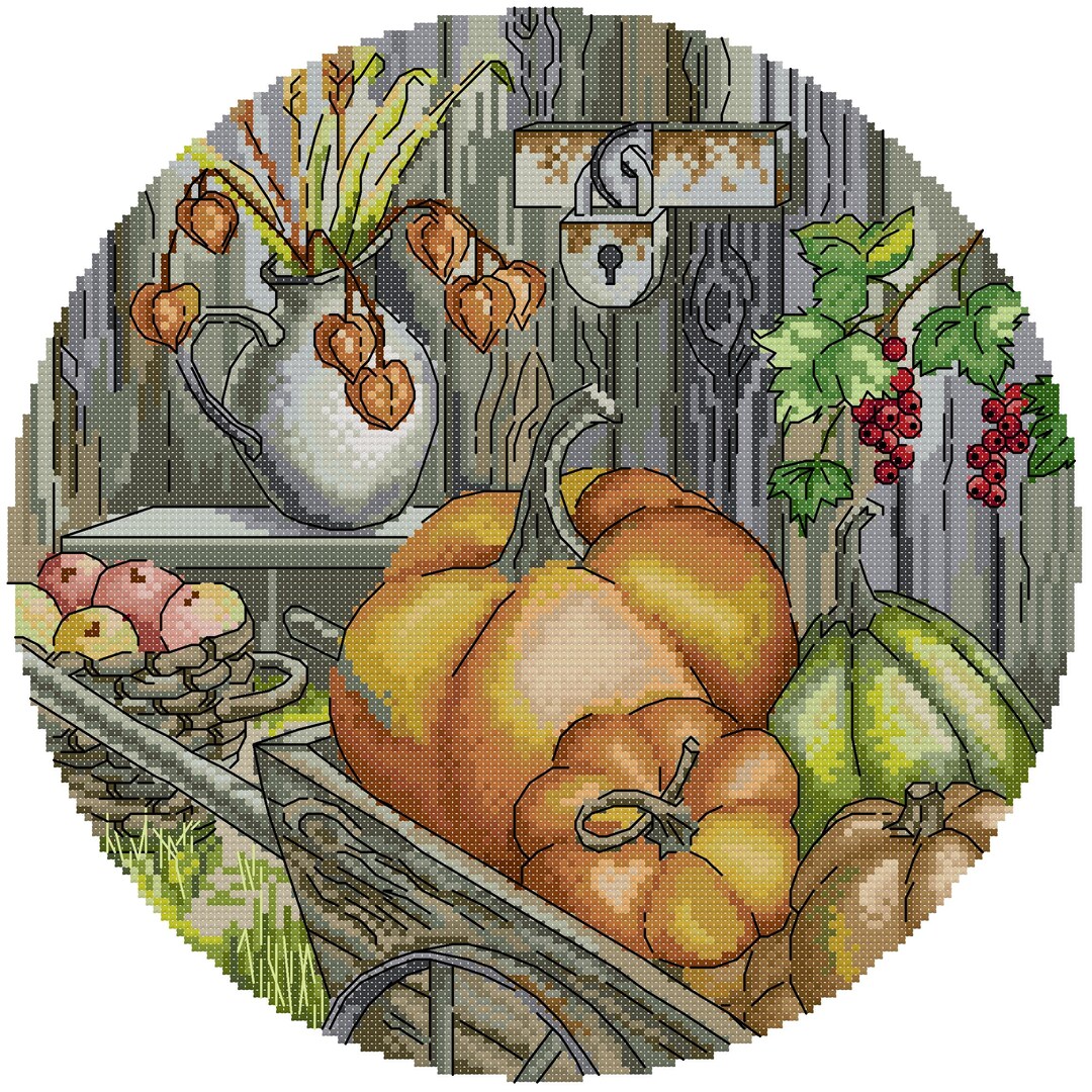 Needlecraft Counted and Stamped Cross Stitch Pumpkins Pattern Joy ...