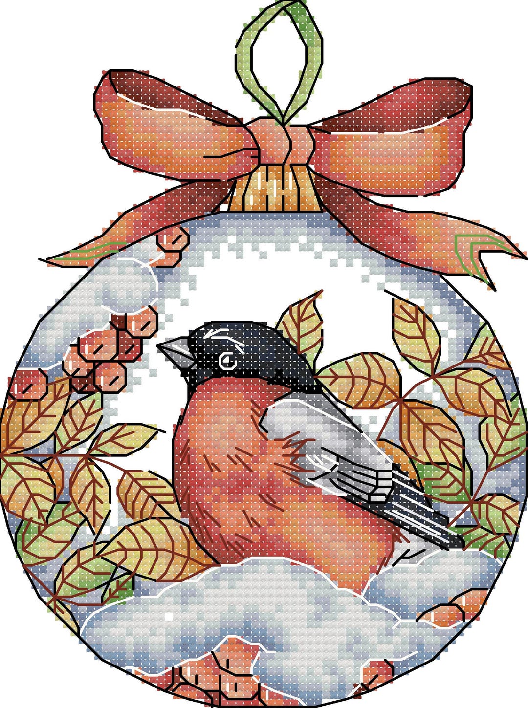 Needlecraft Counted and Stamped Cross Stitch Red-bellied Bird 3 Animal ...