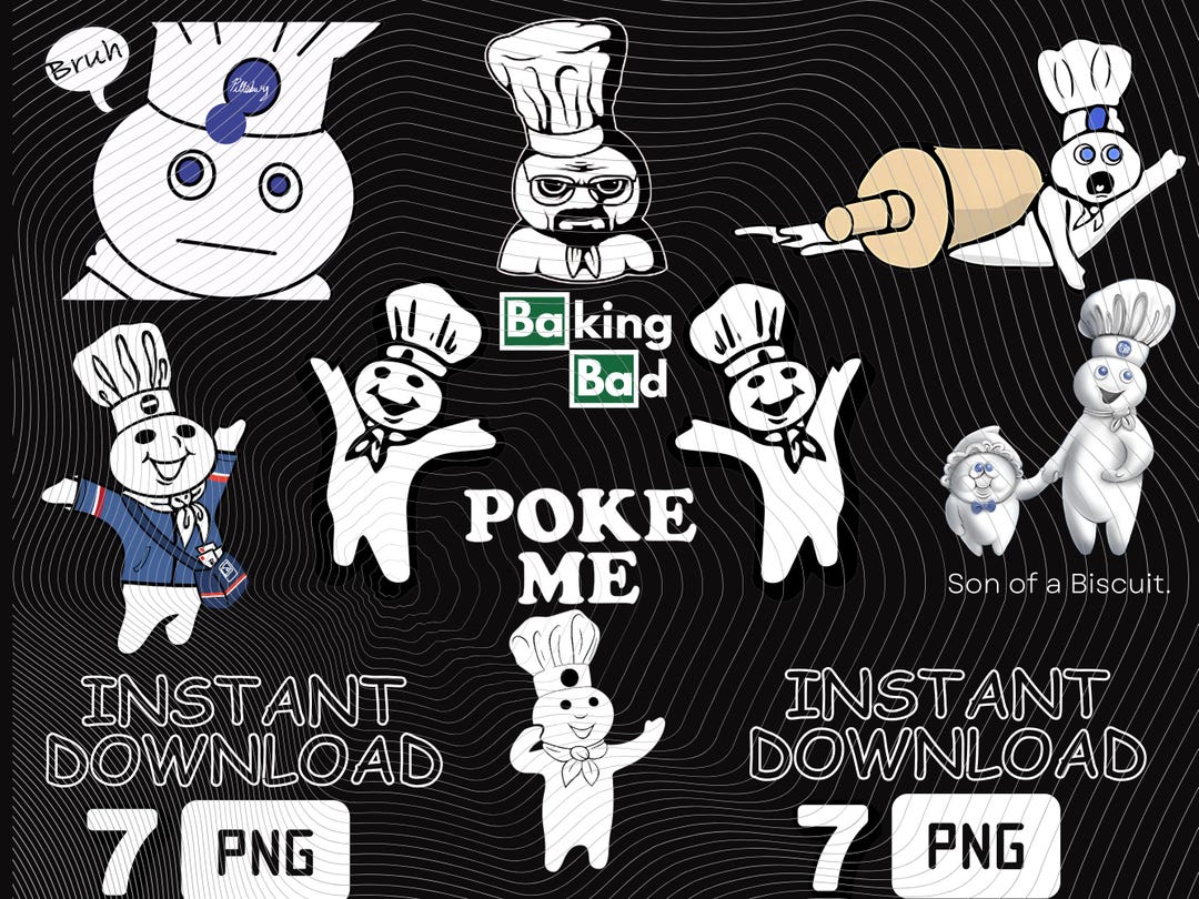 Pillsbury Doughboy PNG Bundle | Funny Baking Dough Boy | 7 Digital ...