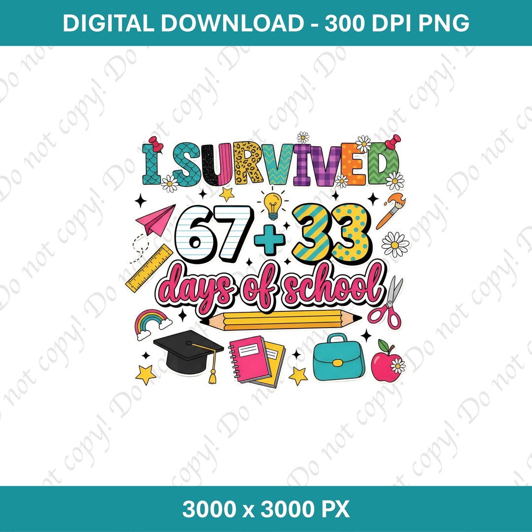I Survived 100 Days of School PNG Funny Classroom Quote Teacher Student ...
