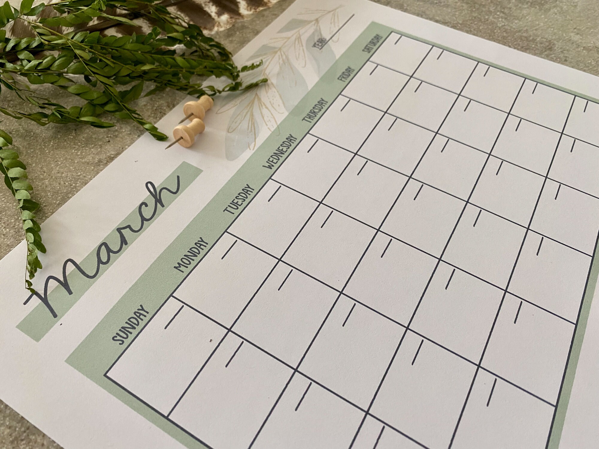 Printable Calendar, Digital Download Calendar, Blank Calendar - Etsy