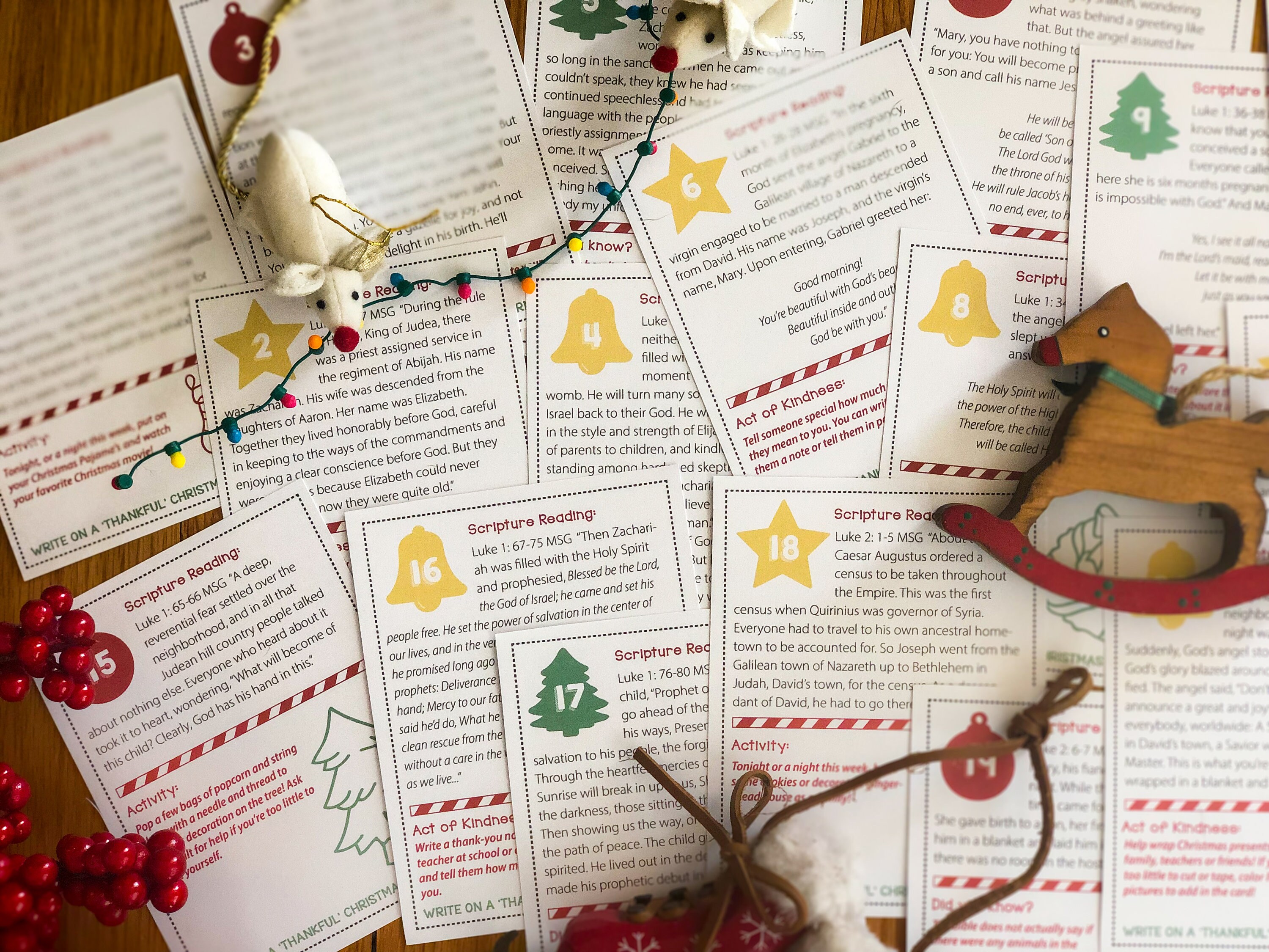 Children Advent Cards - the Birth of Christ Scripture & Activity Cards ...