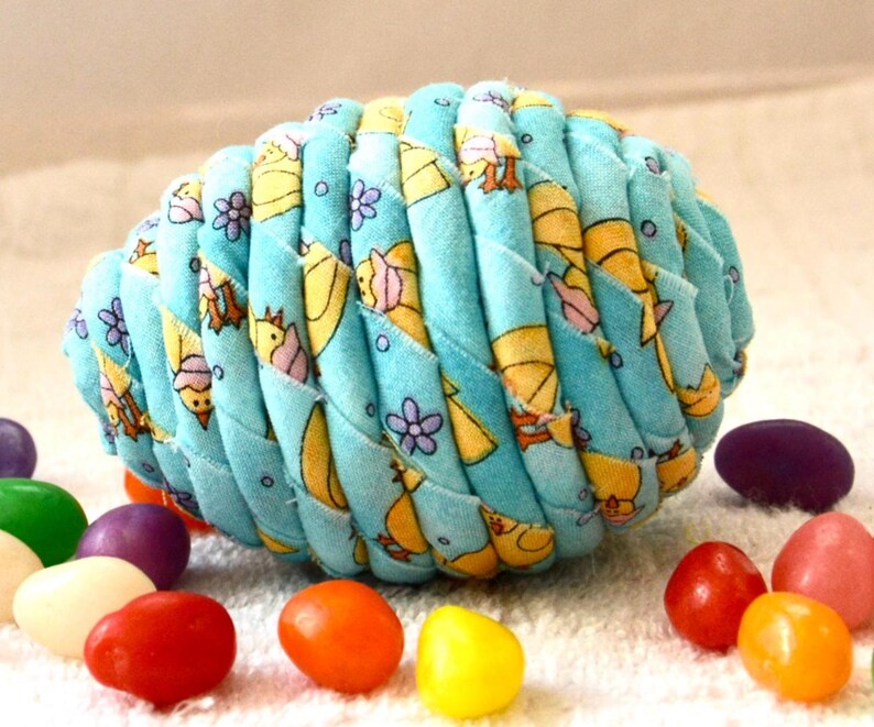 Handmade Blue Fabric Easter Egg, Coiled Spring Shabby Chic Decor - Etsy