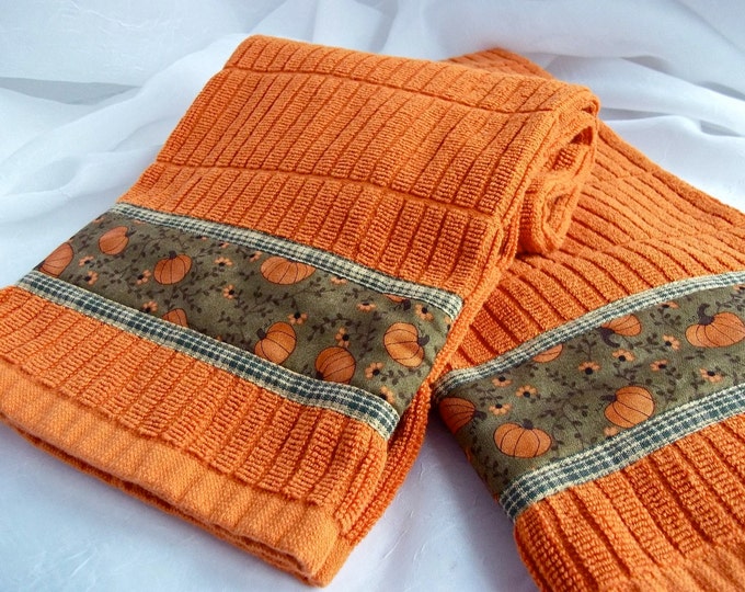 Hand Decorated Towels, Autumn Towel Set, Set of Two Fall Kitchen Towels ...