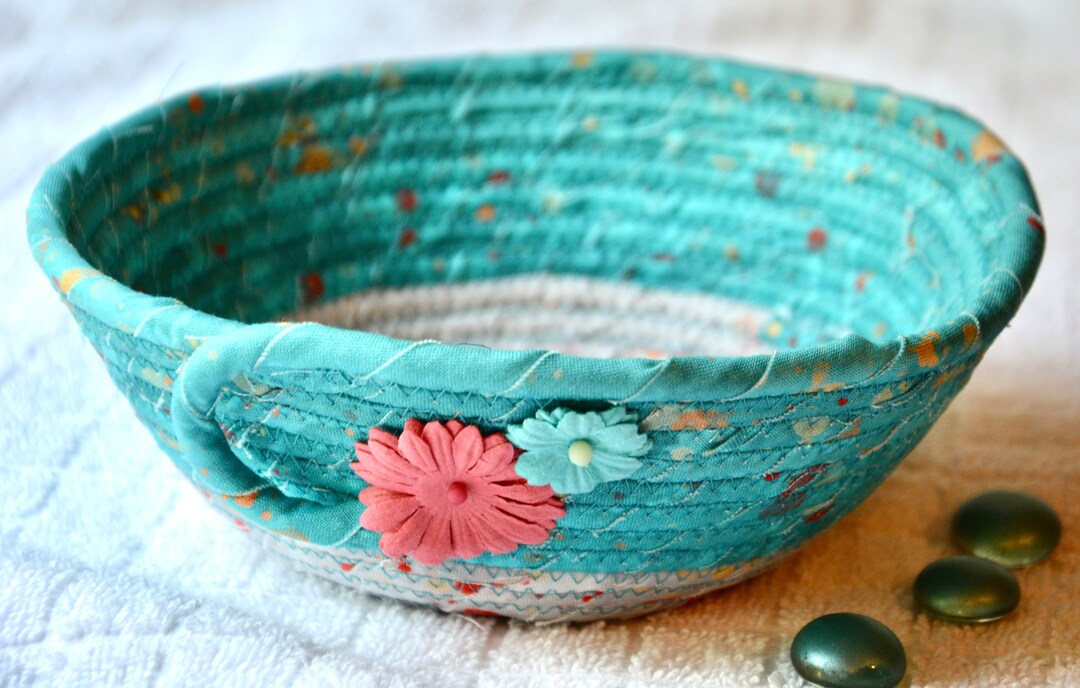 Coastal Turquoise Ring Dish, Teal Gift Basket, Handmade Candy Holder ...