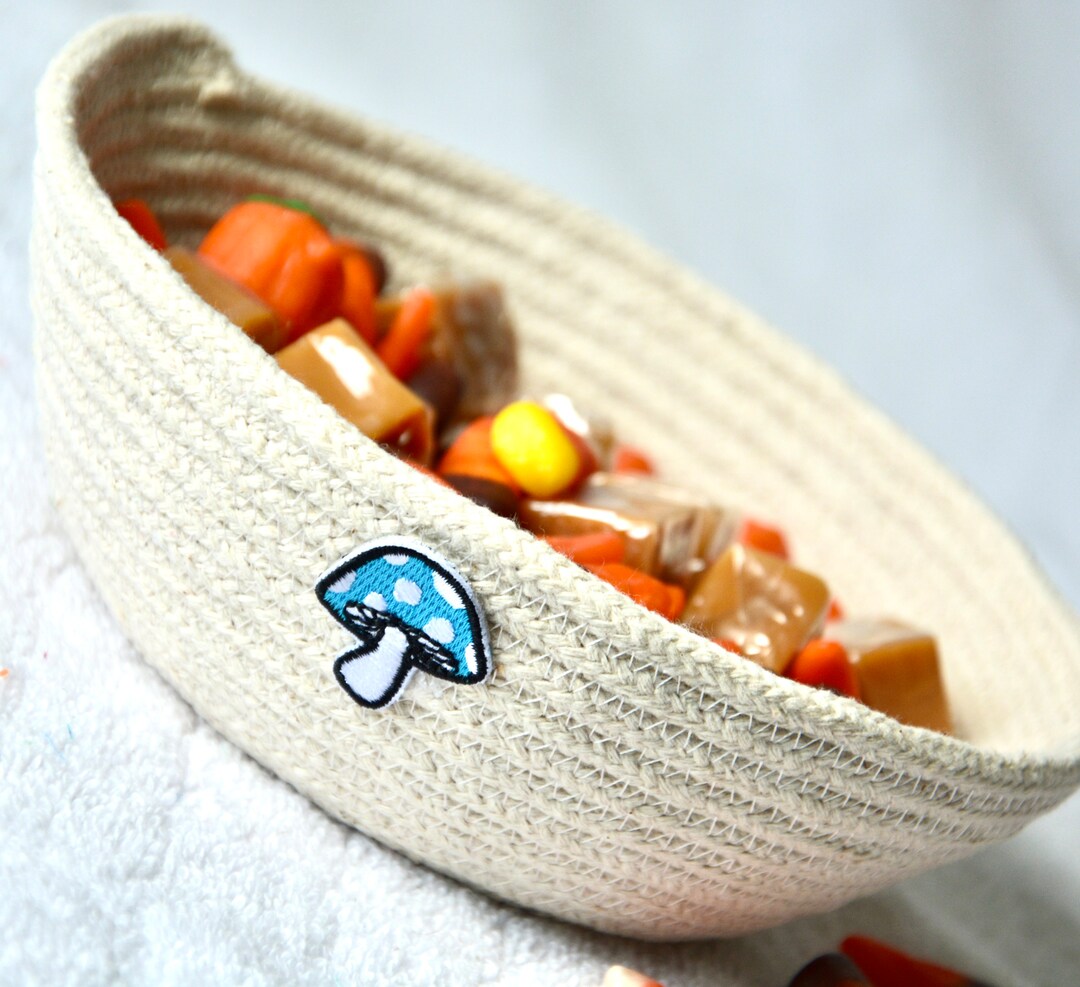 Mushroom Rope Bowl, Cute Toadstool Basket, Potpourri Basket, Handmade ...