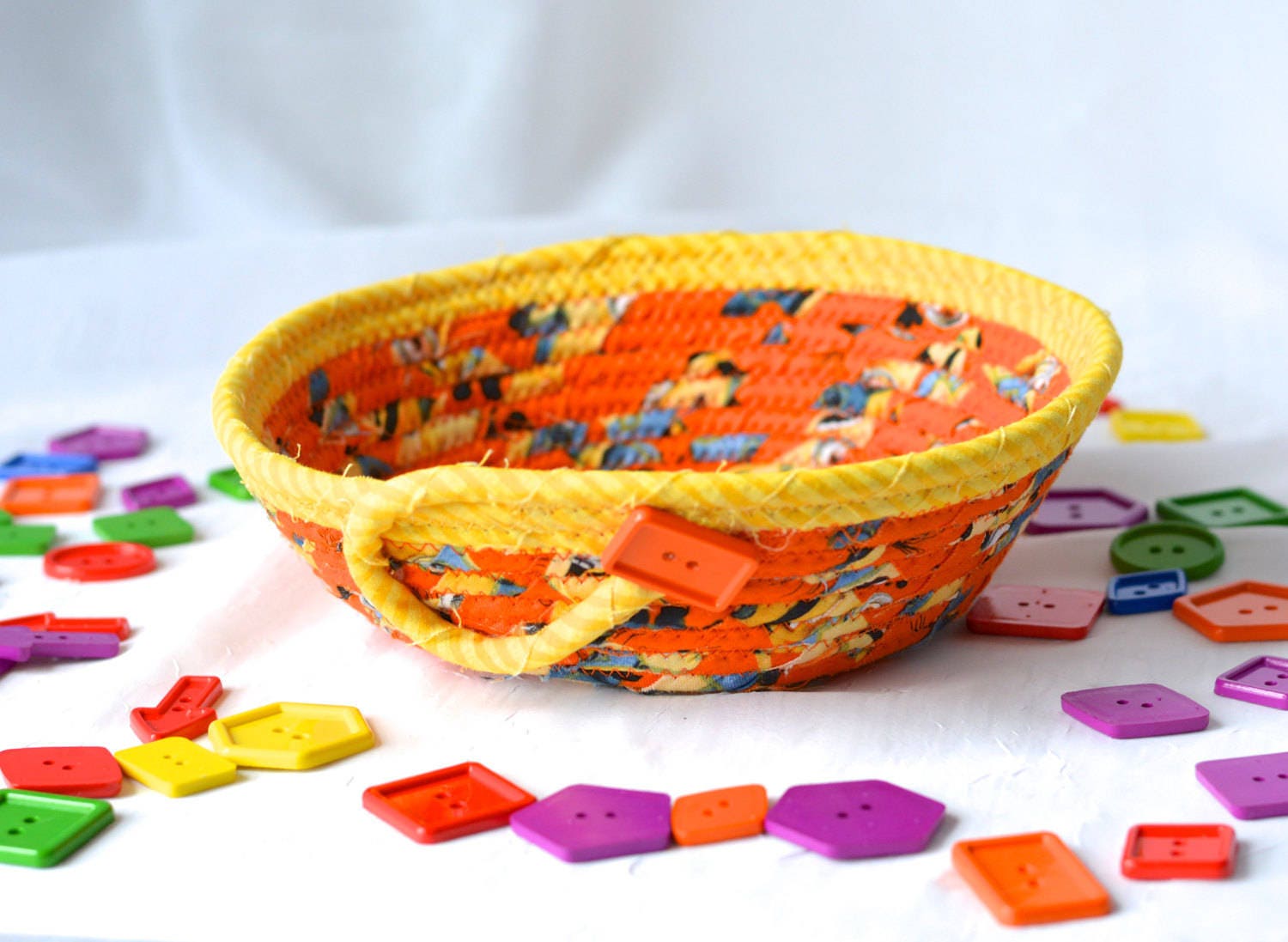 Halloween Candy Dish, Fall Bowl, Handmade Party Basket, Cute Orange ...