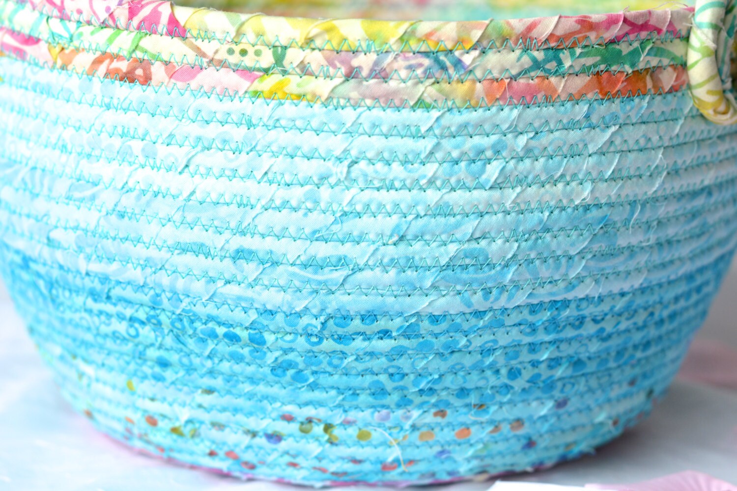 Turquoise Picnic Basket, SALe.. Handmade Caribbean Blue Batik Bowl ...