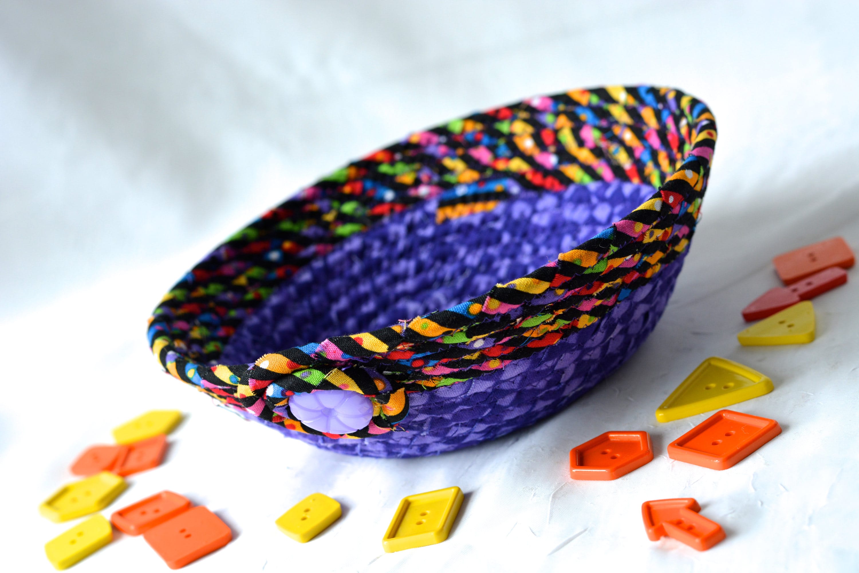 Rainbow Ring Bowl, Fun Basket, Handmade Funky Bowl, Gift Basket, Desk ...