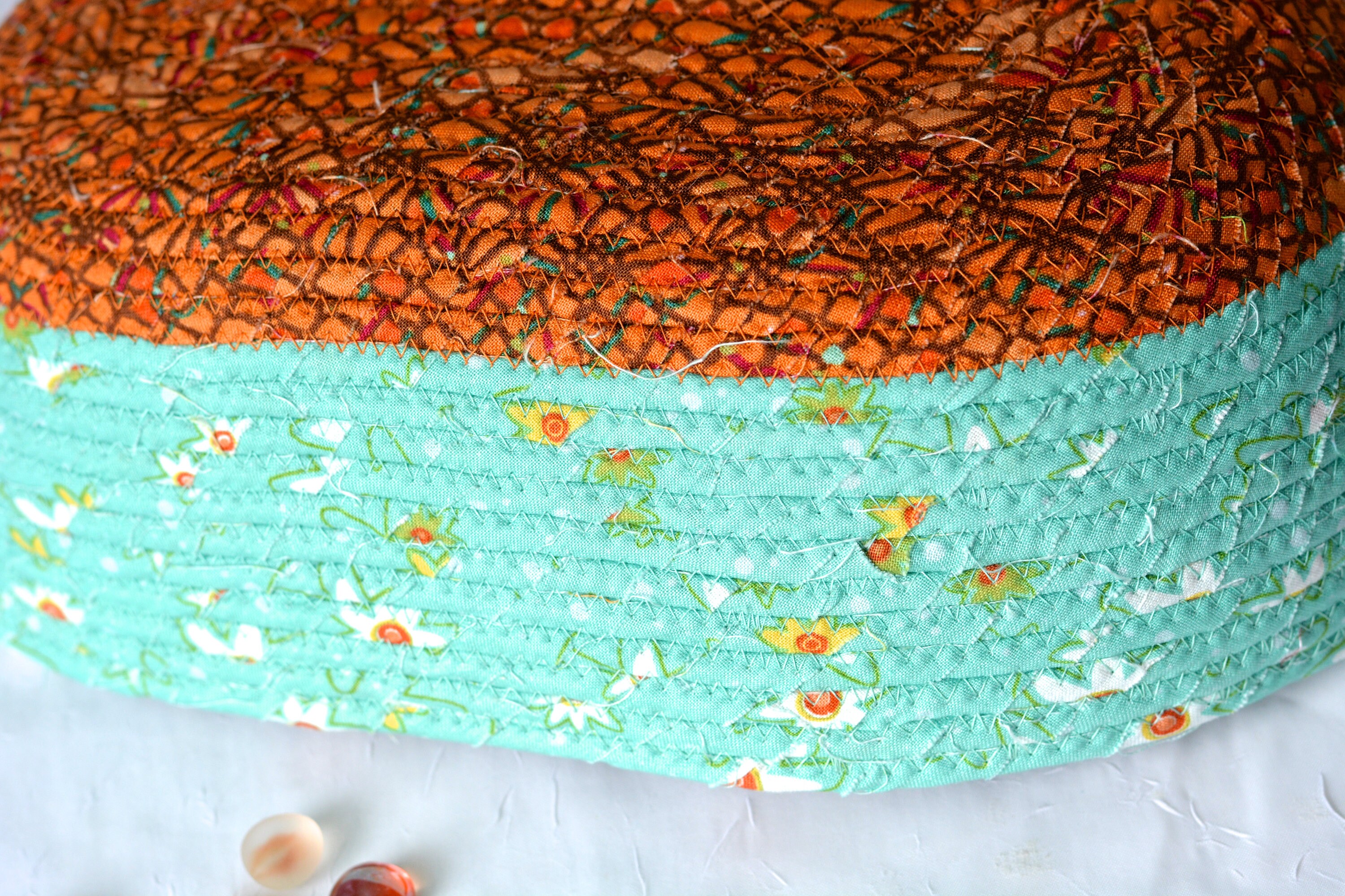 Remote Control Basket, Handmade Quilted Turquoise Basket, Modern Key ...