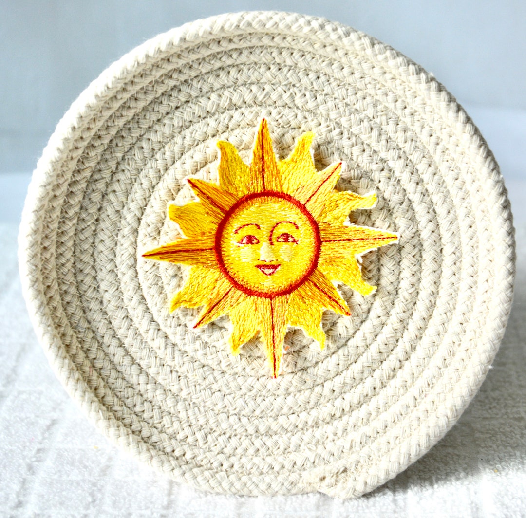 Solstice Wall Basket Hanging, Sun Key Holder, Handcrafted Woven Rope ...