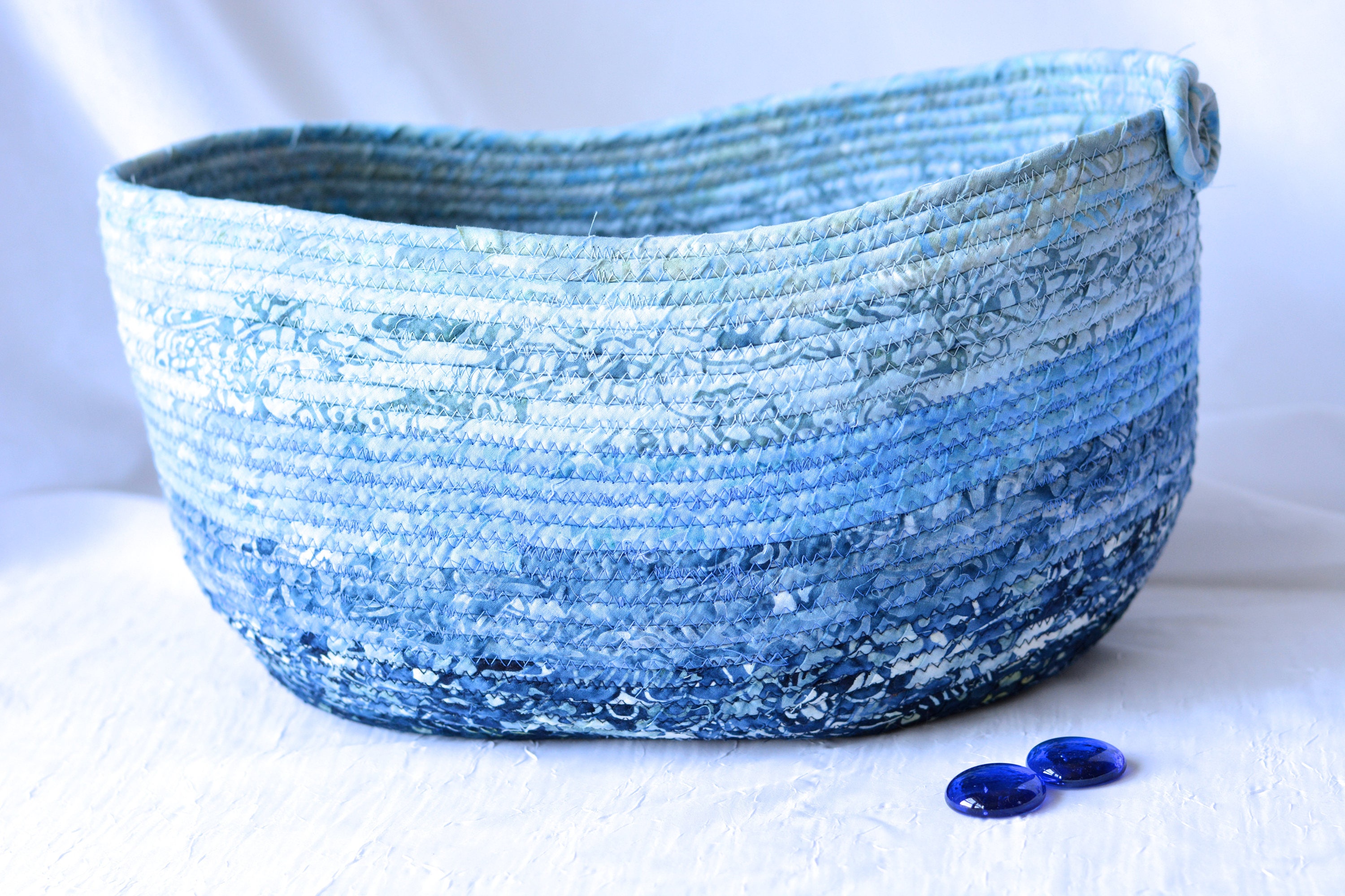 Blue Gift Basket, Ombre Blue Decoration, Gorgeous Batik Basket ...