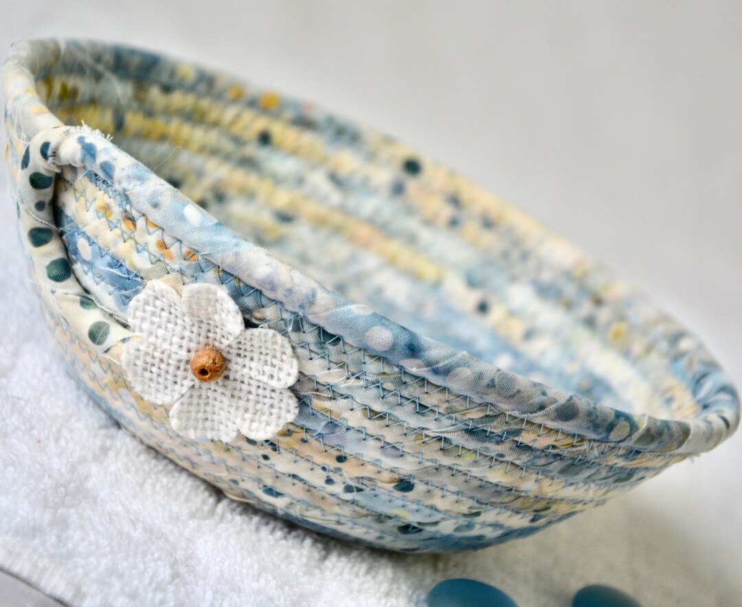 Handmade Batik Fabric Basket: Indigo Blue Coastal Decor - Etsy