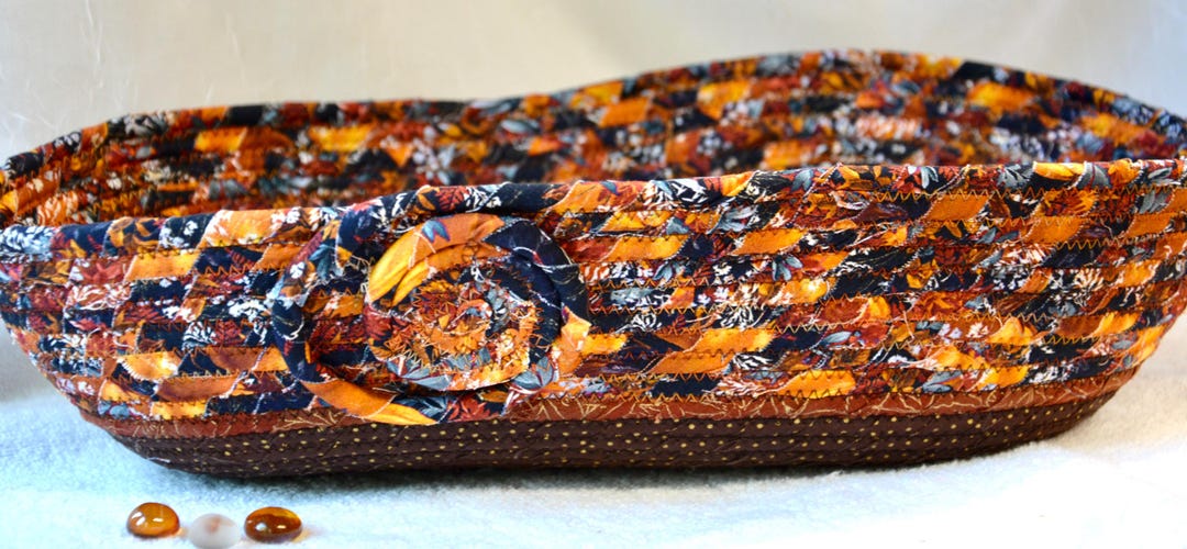 Earth Tone Bread Basket, Country Fruit Bowl, Textile Art Basket, Remote ...