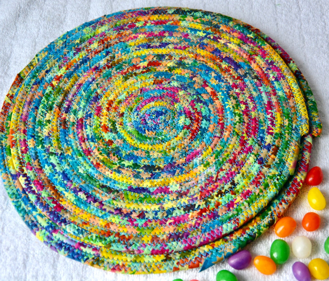 Boho Rainbow Mats, 2 Place Mats and a Hot Pad, Handmade Batik Fabric ...