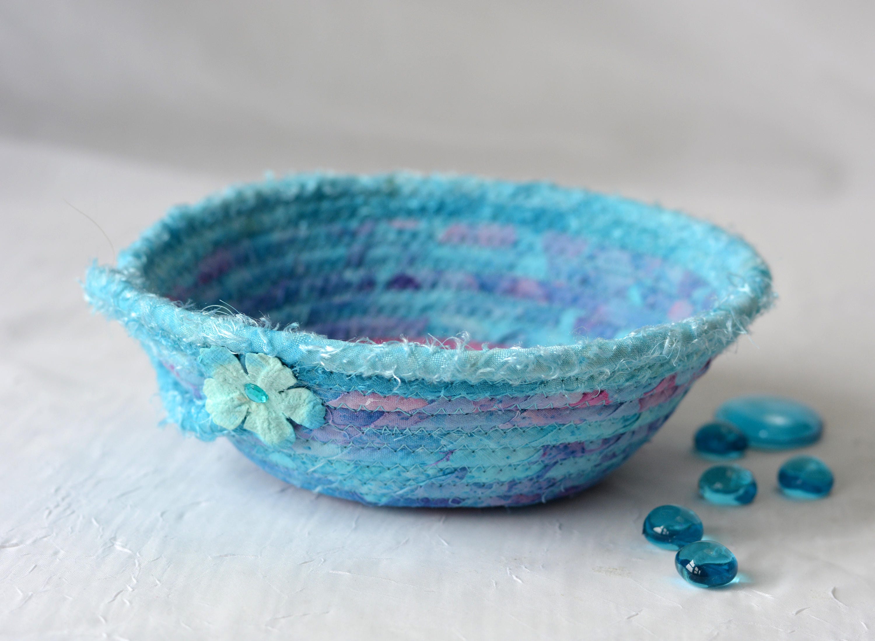 Aqua Batik Decoration, Blue Shower Gift Basket, Handmade Ring Holder ...