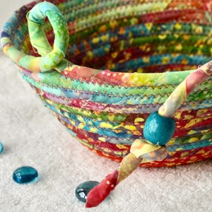 Fun Aqua Basket, Cute Candy Bowl, Batik Fabric Basket, Handmade Bath ...